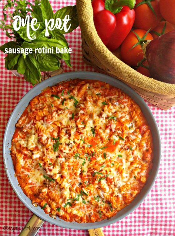 One Pot Sausage Rotini Bake - Easy Italian Recipe