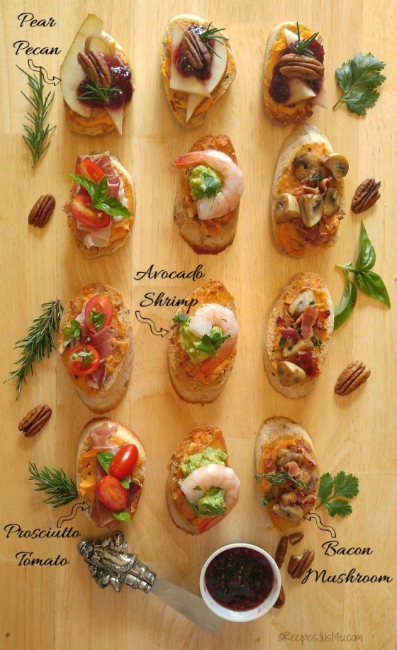 Crostini Recipes - Easy Crostini Party Appetizers - Crudites Topping Ideas
