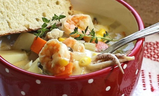 Light Seafood Chowder - Slimmed Down New England Seafood Stew