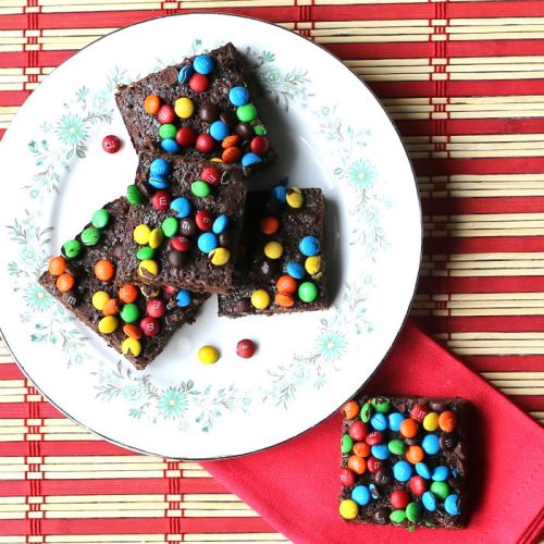 Box Mix Brownies with M&M add ins - Easy and Fun Dessert - Recipes Just 4U