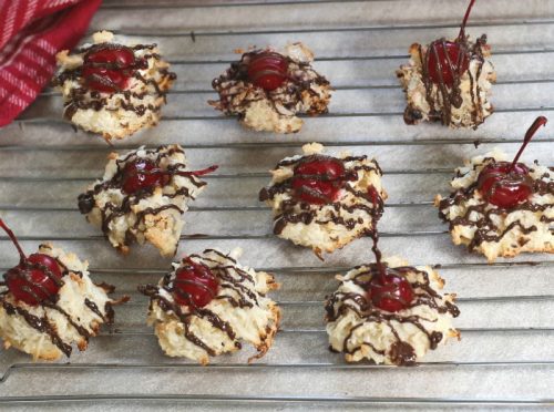 Chocolate Cherry Macaroons - Yummy Coconut Cookie - 4 WW Points!