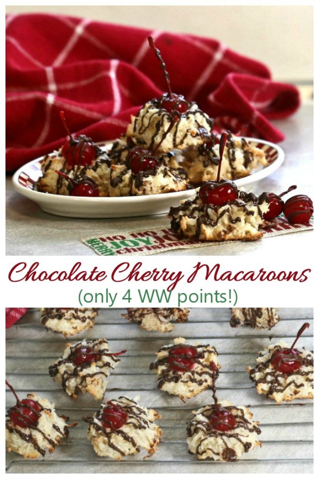 Chocolate Cherry Macaroons - Yummy Coconut Cookie - 4 WW Points!