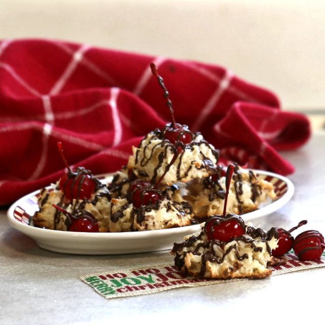 Chocolate Cherry Macaroons - Yummy Coconut Cookie - 4 WW Points!